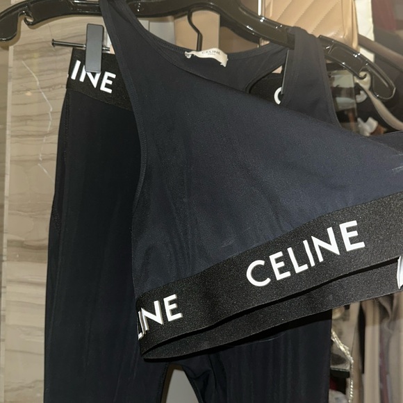 Celine | Pants & Jumpsuits | Technical Jersey Black Set With Logo ...